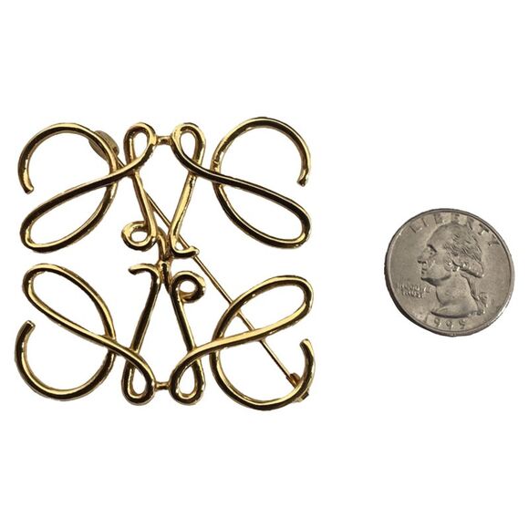 Loewe | Jewelry | Loewe Anagram Brooch In Gold Metal | Poshmark